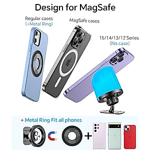 for iPhone Magsafe car Mount【20 Strong Magnets】Magnetic Phone Holder for Car Dashboard【360° Rotation】Hands Free Car Phone Holder Mount Dash Fit iPhone 15 14 13 12 Pro Max Plus MagSafe Car Accessories