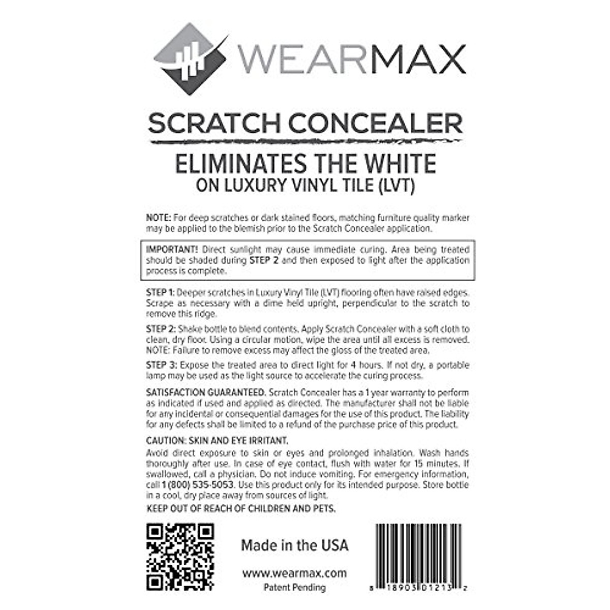 WearMax® Scratch Concealer for Luxury Vinyl Tile (LVT) Flooring - Scratch Repair Touch-up & Remover