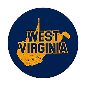 West Virginia Yellow and Blue Vintage State Map PopSockets PopGrip: Swappable Grip for Phones & Tablets