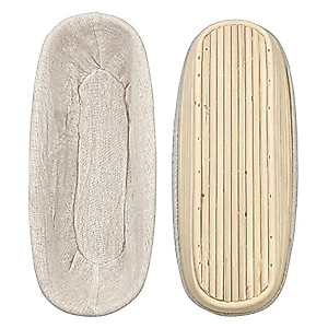 2 Pack Natural Rattan Round Bread Proofing Basket for Baking (Oval 14 Inch 2P )