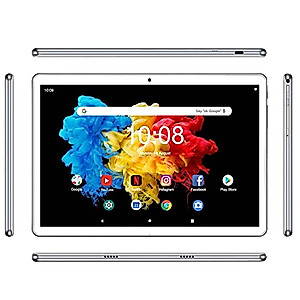 10 Inch Android 11 Tablet pc, 4 RAM 64GB ROM 128GB Expand, IPS HD,2.5D G+G Touch Screen,Google Certificated Wi-Fi Tablets,5MP Camera,Long Battery Life,Sliver-(Comes with Leather case) Silver…