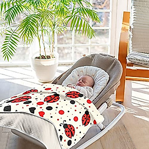 Ladybugs Dots Unisex Fluffy Baby Blanket for Crib Toddler Blanket for Daycare with Thick and Soft Material Security Blanket for Travel Decorative Gift Stroller