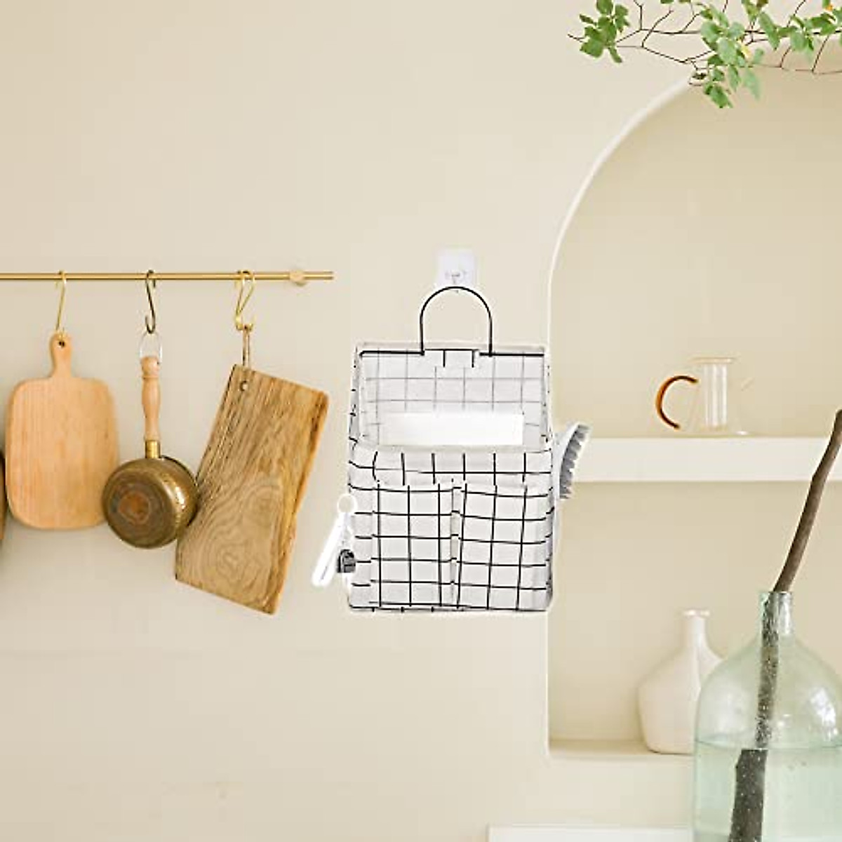 AIVIIN 3 Pack Upgrade Large Wall Hanging Waterproof Storage Caddy Bag, Over The Door Closet Organizer，Desktop Cotton Linen Hanging Storage Basket for Bedroom Bathroom Dormitory(Grey)