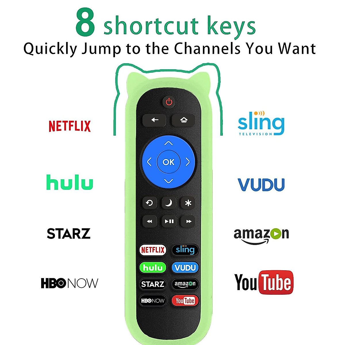 Pack of 2 RC280 Remote Control Replacement Compatible with All TCL Roku TV Remote, Compatible with TCL Roku 32" 40" 43" 48" 49" 50" 55" 65" 75" 85" TV with Remote Cover (Glow Pink and Green)