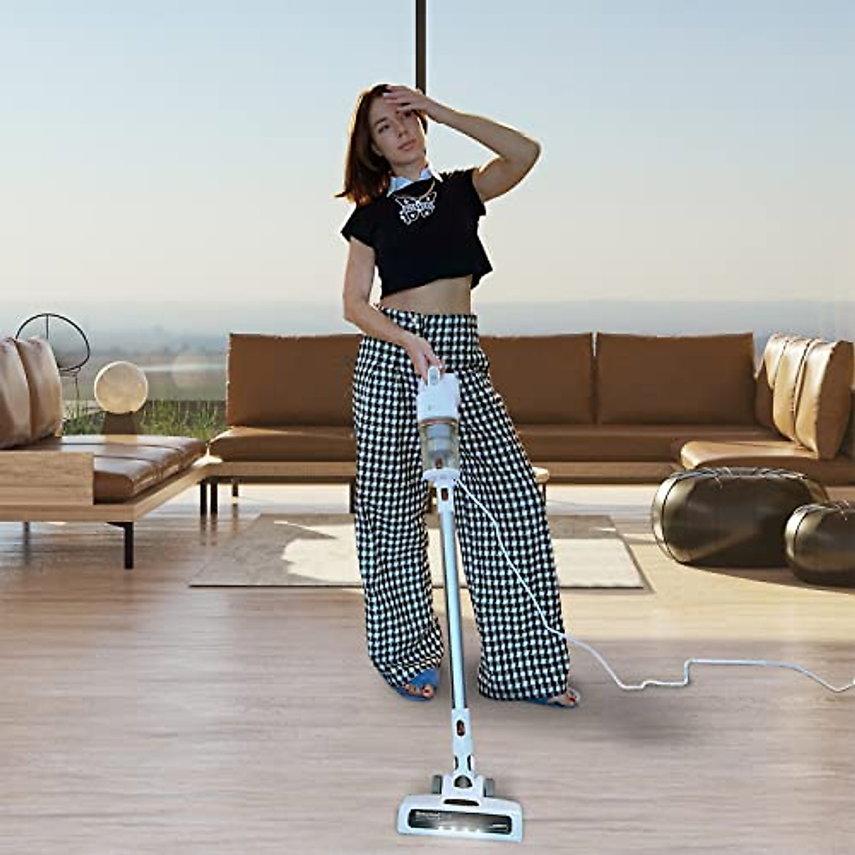 Dibea Corded Stick Vacuum Cleaner Lightweight Handheld Vac Machine 20KPA Strong Suction for Pet Hair/Dust/Dirt on Hardwood Floor, Carpet, Car, etc