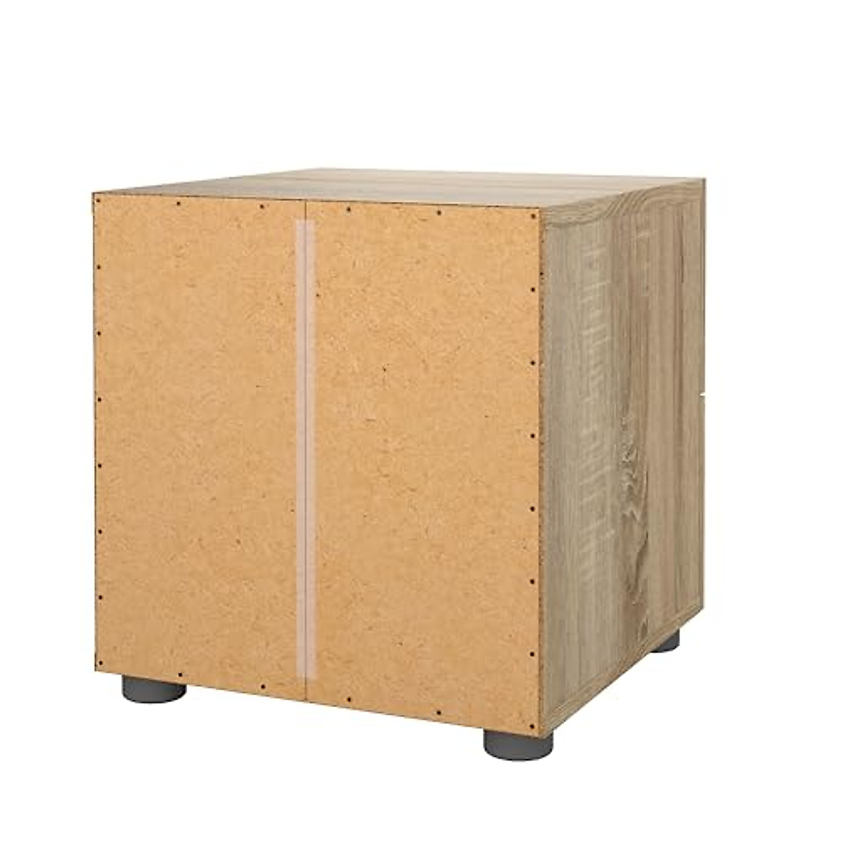 Tvilum, 2 Drawer Nightstand for Bedroom, Modern Silver Drawer Handles, Contemporary, Oak