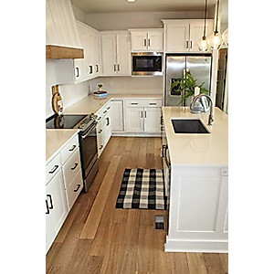 Buffalo Plaid Rug 28" x 43" - Indoor/Outdoor Black and White Checkered Rug - Area Rugs for Layered Door Mats Washable Carpet for Porch/Kitchen/Farmhouse - Washable Thick Plaid Hand-Woven Fabric