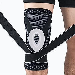 YCSM 1 Piece of Knee Joint Patella Protector Silicone Spring Knee Pads Sports Knee Pads Suitable for Meniscal Tear Arthritis to Relieve Joint Pain. (Color : Black, Size : L)