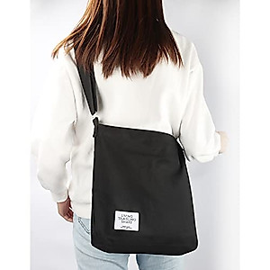 TCHH-DayUp Hobo Bags for Women Canvas Crossbody Tote Large Cute Handbags Casual Shoulder Purses Black