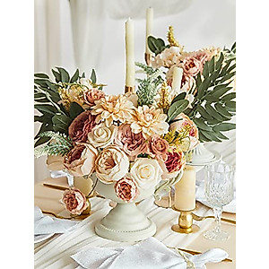 MISSPIN Wedding Artificial Flowers Box Set for DIY Wedding Bridal Bouquets Fake Peony Flowers Centerpieces Arrangements Party Baby Shower Home Decorations (Champagne)