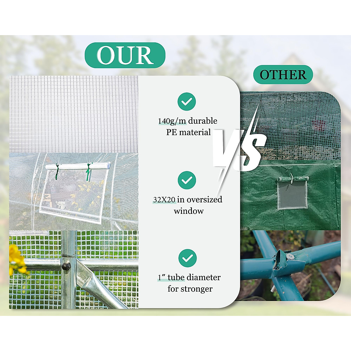 Papababe 20x10x7.5 FT Extra high Large Walk-in Greenhouse for Outdoors ...