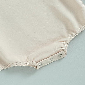 Newborn Baby Girl Clothes Long Sleeve Letter Print Sweatshirt Romper Oversized Bubble Onesie Fall Winter Clothes (B-Apricot, 0-6 Months)