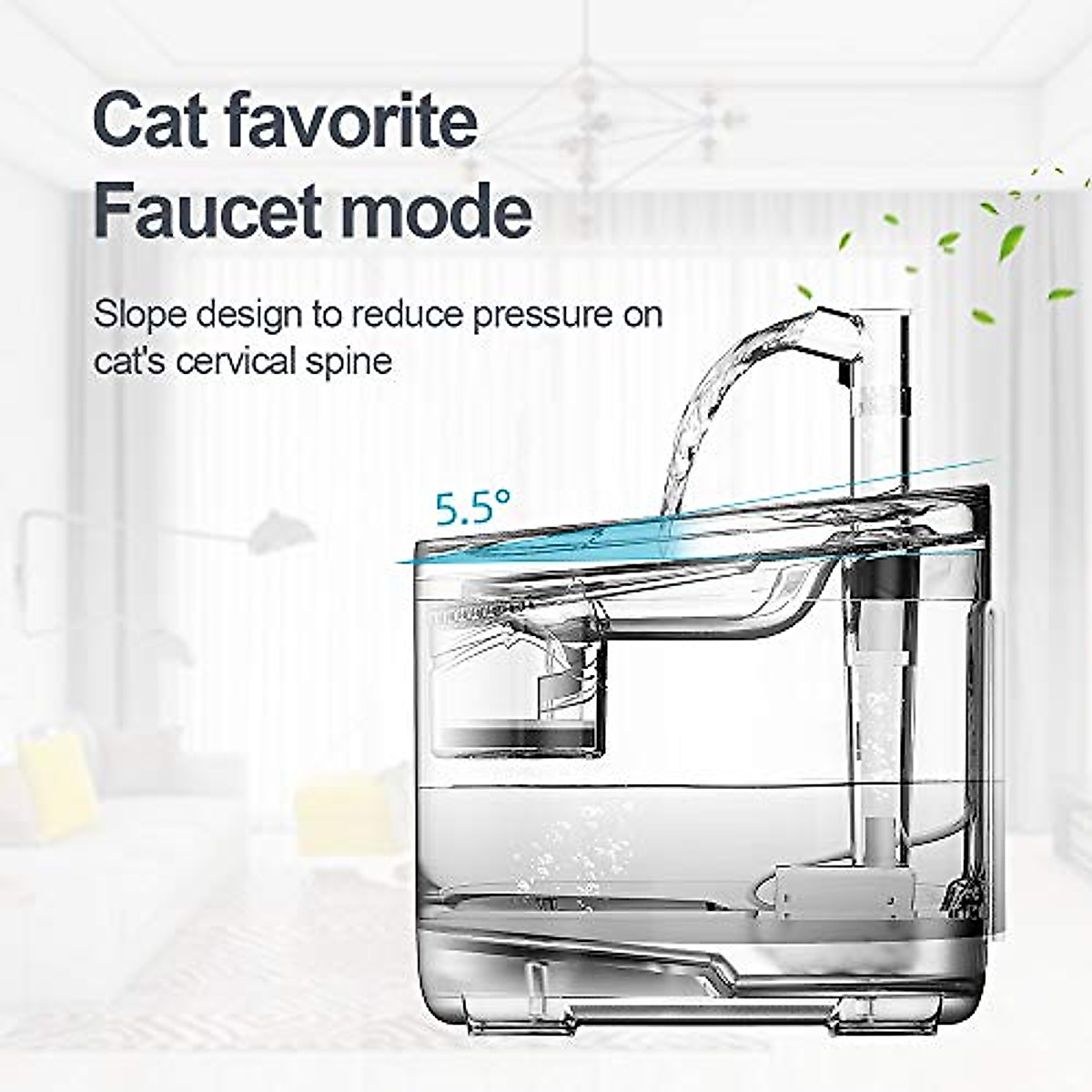 NPET Cat Water Fountain WF050TP 1.5L Automatic Pet Drinking Fountain with Replacement Faucet Kit