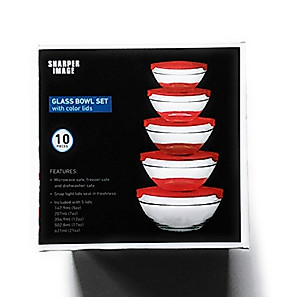 Sharper Image 10 pieces glass bowl set with color lids