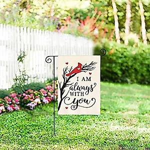 AVOIN colorlife I Am Always With You Cardinal Memorial Garden Flag 12x18 Inch Double Sided Outside, Memorial Day Gravesite Saying Yard Outdoor Decoration