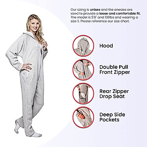 Forever Lazy Heavyweight Adult Onesie - Drift Away Gray - XS