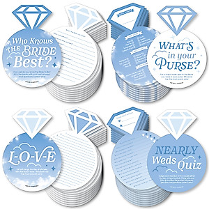 Big Dot of Happiness On Cloud 9-4 Bridal Shower Games - 10 Cards Each - Who Knows The Bride Best, Bride or Groom Quiz, Whats in Your Purse and Love - Gamerific Bundle