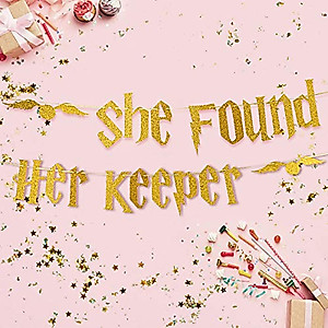 Gold Glitter Bachelorette Party Banner Decorations - Bridal Shower Hen Party Decorations Supplies, Wedding Party Decoration, Gold Glitter Banner | She Found Her Keeper