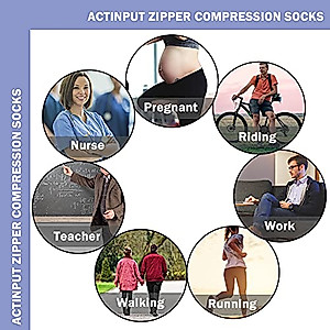 2 Pairs Compression Socks Toe Open Leg Support Stocking Knee High Socks with Zipper (Nude, L/XL) …