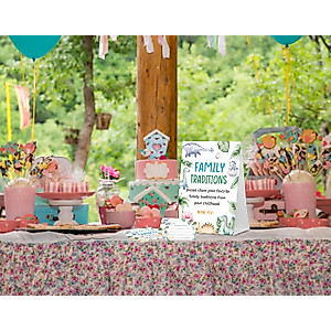 Baby Shower Games Family Traditions Sign, 1 Standing Sign and 50 Cards, Green Leaf Dinosaur Gender Neutral Decoration, Gender Reveal Party, Bridal Shower Favor Supplies-LT54