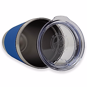 LaserGram 20oz Vacuum Insulated Tumbler Mug, Low Wing Airplane, Personalized Engraving Included (Faux Leather, Blue)