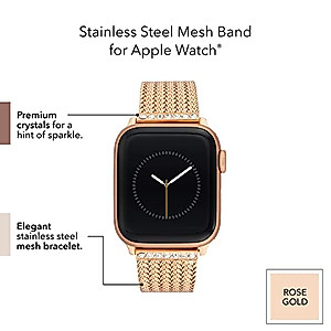 Anne Klein Mesh Fashion Band for Apple Watch, Secure, Adjustable, Apple Watch Replacement Band, Fits Most Wrists (42/44/45mm, Rose Gold),WK-1015RGRG
