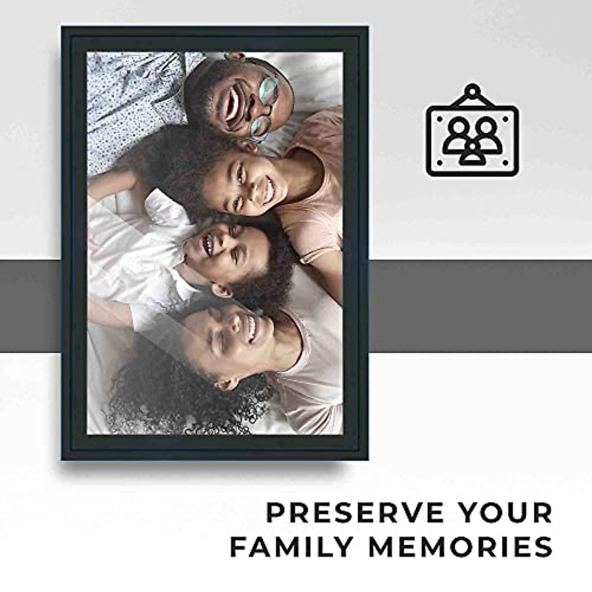 17x15 Frame Black Real Wood Picture Frame Width 1.25 Inches | Interior Frame Depth 0.5 Inches | Gessato Blue Modern Photo Frame Complete with UV Acrylic, Foam Board Backing & Hanging Hardware