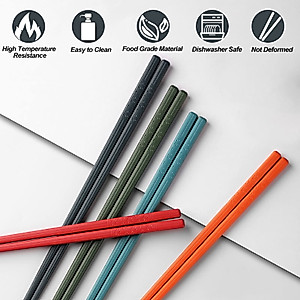 5 Pairs Fiberglass Chopsticks, Slivek Reusable Premium Japanese Chinese Korean Chopsticks Dishwasher Safe, Non-slip, Lightweight, 9.5 inches