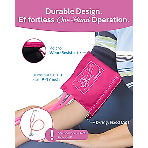 FriCARE Pink Manual Blood Pressure Cuff for Nursing Students - Professional Sphygmomanometer for Doctor's Office - Durable Nylon Cuff for BP Monitoring, Carrying Case Included, Universal Adult Size