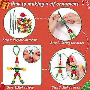 Tieshankao 16PCS Christmas Crafts for Kids - DIY Beads Ornaments Kits Include Nutcracker, Angel, Elf, Tree - Xmas Holiday Toys Gifts Stocking Stuffers Decor Party Decorations Supplies(Need Assembly)