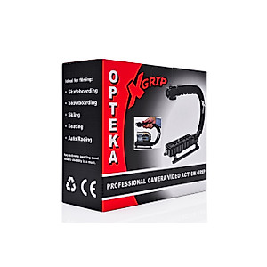 Opteka X-Grip Professional Camera/Camcorder Action Stabilizing Handle with Accessory Shoe for Flash, Mic, or Video Light (Black)