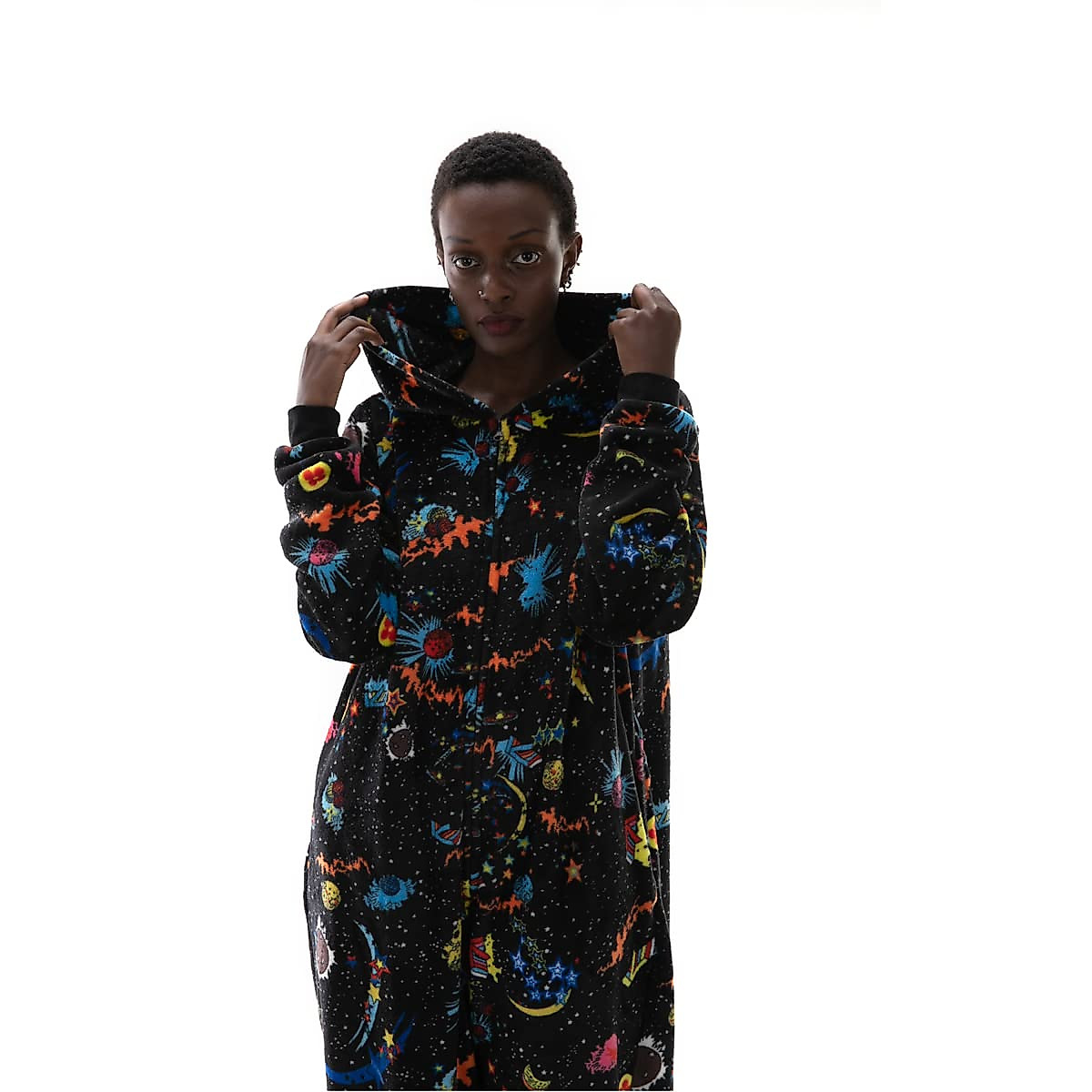 COSUSKET Snug Fit Flannel Onesie Pajamas for Women Tie Dye Costume