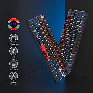 Taeeiancd Gaming Keyboard 60 Percent Mechanical with Linear Red Switch, 60% Wired Ultra-Compact Mini Keyboard Rainbow with PBT Keycaps for Ps4/Ps5/Xbox