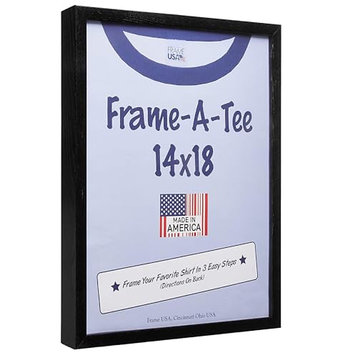 Frame USA Frame-A-Tee, Pack of 3 Real Wood T-Shirt Frames for Large and XL Shirts (14x18, Black), Includes Styrene, Made in America