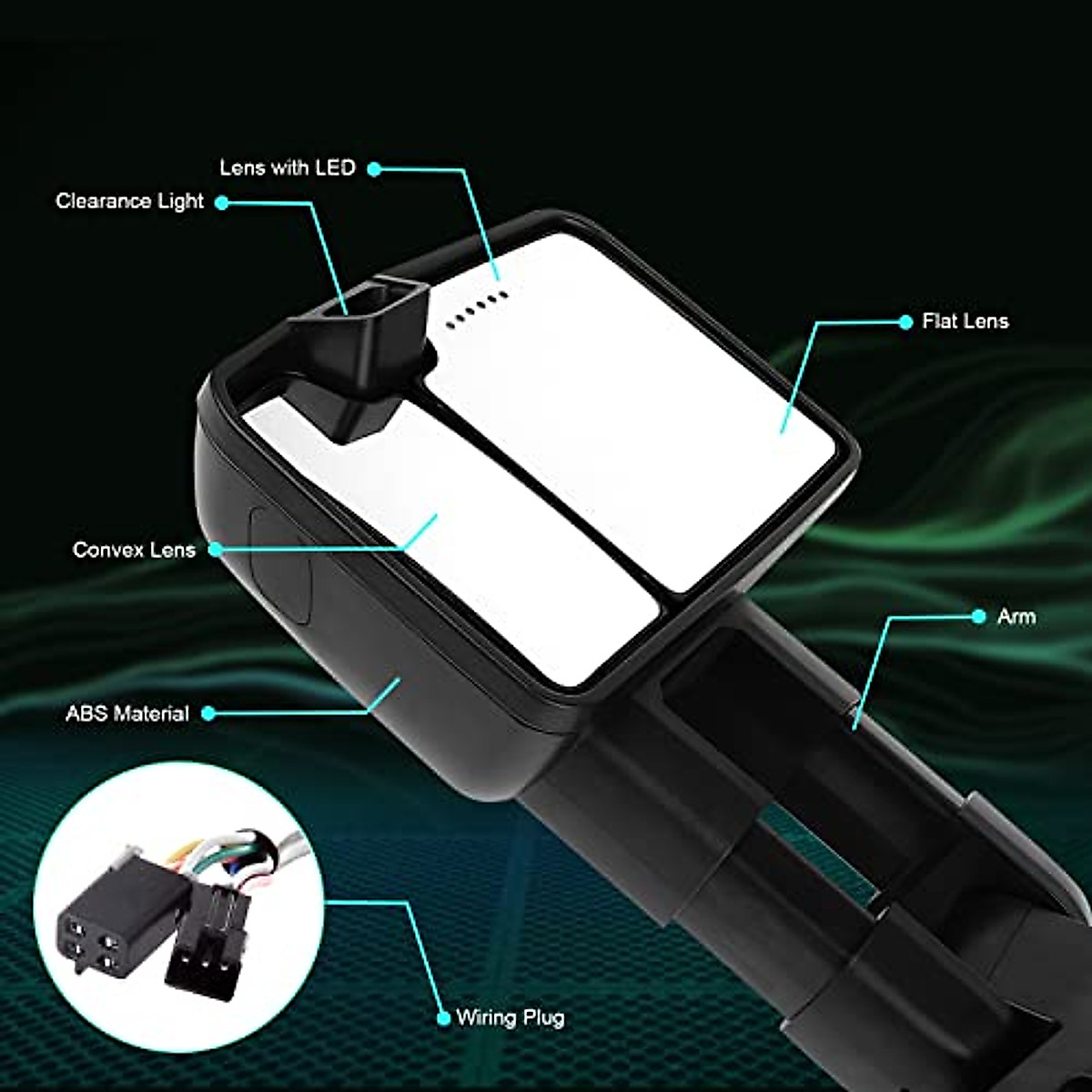 SCITOO Compatible fit for Pair Towing Mirrors Power Smoke Turn Signal Light Light For Chevy For GMC C1500 C2500 C3500 K1500 K2500 K3500 1988-1998 (Black)