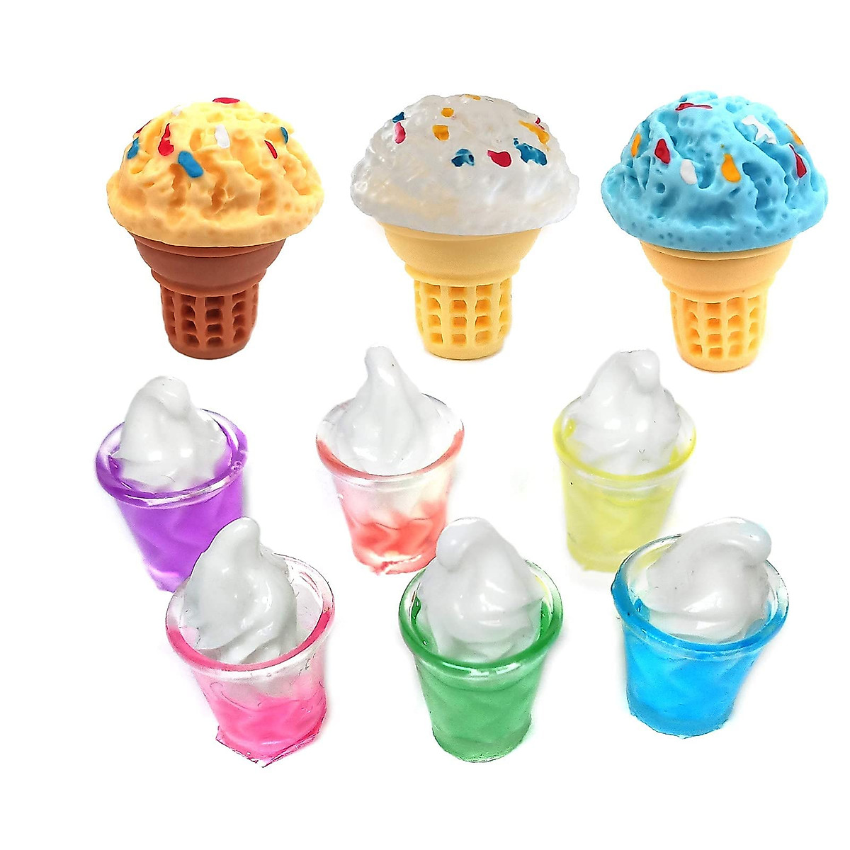 27Pcs Dollhouse Kitchen Decoration Set, 1:12 Miniature Ice Cream Candy Dessert Food Drink Craft Sets DIY Micro Landscape Accessories for Kids Gift