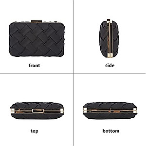 GripIt Elegant Women Woven Clutch Purse for Bridal Wedding Party Handbag Prom Evening Clutch Bags Formal Clutch,Black
