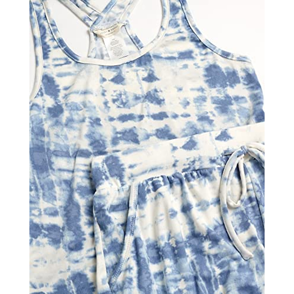 Lucky Brand Women's Pajama Set - 2 Piece Cross Back Tank Top and Sleep Shorts (S-XL), Size Small, Blue Tie Dye
