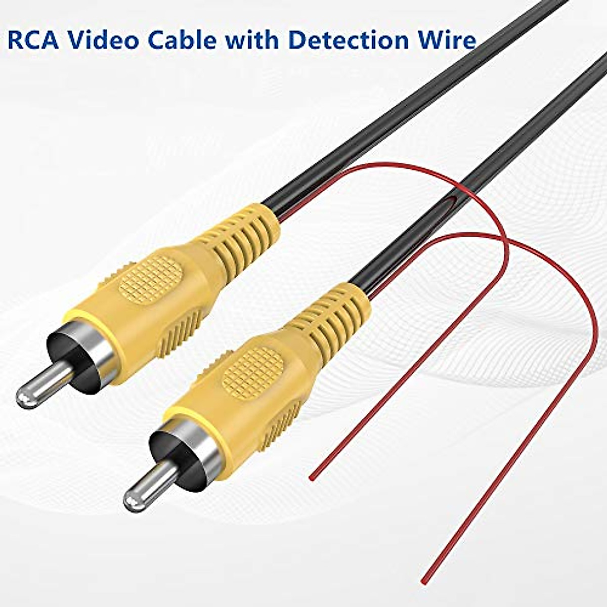 Backup Camera Cable, RCA Car Reversing Video Cable with Female Coupler, 20ft RCA Male to Male Plug Car Reverse Rear View Parking Extension Cable with Detection Trigger Wire RFAdapter for Camera