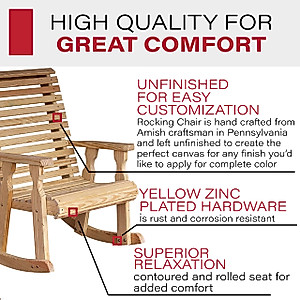 Amish Heavy Duty 600 Lb Roll Back Pressure Treated Rocking Chair (Unfinished)