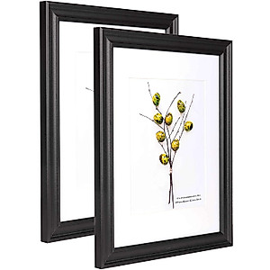 11x14 Picture Frames Black,Display Picture 8x10 with Mat,Set of 2,HD Plexiglass Photo Frame for Wall Mounting