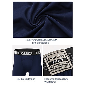 TELALEO 3 Pack Boys' Youth Compression Leggings Tights Base Layer Athletic Pants for Sports Basketball Hockey Baseball Running Black Blue Grey 3 Pack S