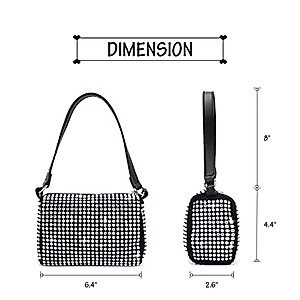 TANOSII Rhinestones Evening Bag Crystals Clutch Women's Handbag Bling Bling Purse Party Crossbody Bag White