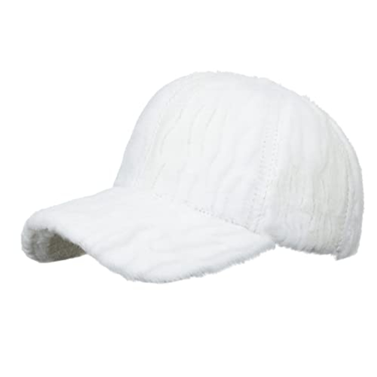 BCDlily Sherpa Furry Baseball Cap Winter Fashion Warm Baseball Hats for Women Ladies (White)