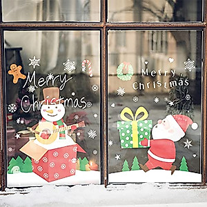 Macood Christmas Window Cling Stickers for Xmas Holiday Easter Party Gift, Decoration of Student Dormitories/ Homes/ Restaurants/ Hotels - 8 Sheets