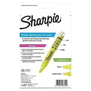 Sharpie Ink Indicator Tank Highlighters, Chisel Tip, Assorted Fluorescent, 4 Count (2021244)