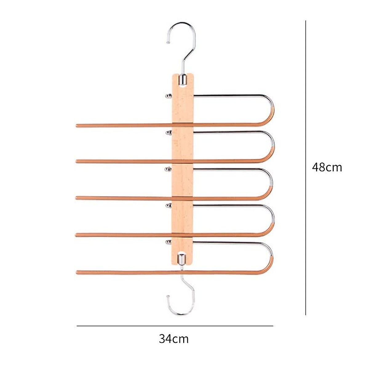 IULJH 5 Layers Clothes Wood Hangers Multifunctional Pants Rack Bedroom Closet Shelves Jeans Non Slip Wardrobe Organizer Space Saving