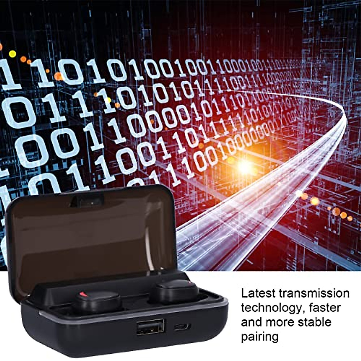 True Wireless Earbuds, Waterproof Stereo Sports Headphones HiFi Stereo Bluetooth Headset with Backup Earplugs Noise Cancelling Earphones for Running,Workout,Gym