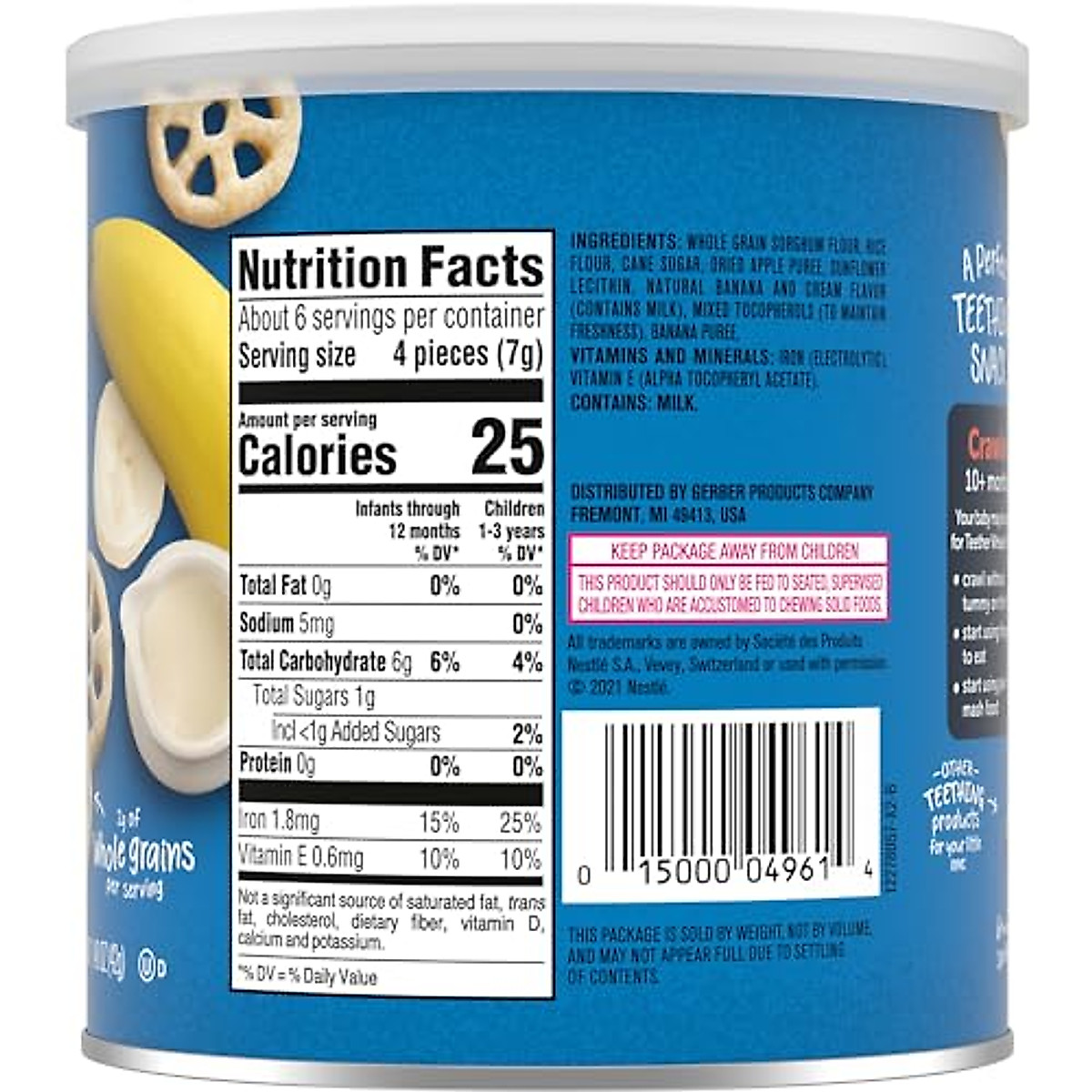 Gerber Snacks for Baby Teether Wheels, Banana Cream, 1.48 Ounce (Pack of 6)