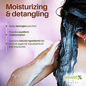 Coconut Cream Conditioner Bar - Curly Hair | Extra Moisturizing | Hair Care- Frizz Control | Olive, Argan, Macadamia Oil, Shea Butter | Sulfate & Paraben Free | Vegan | 1.94 oz | OLIVA 60